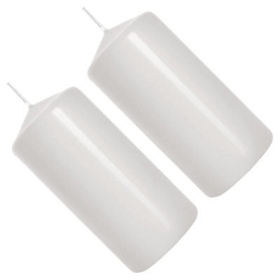 Pillar Candles, Pack of 2, Unscented, Long Burning Time, 10 x 5 cm / 4 ...