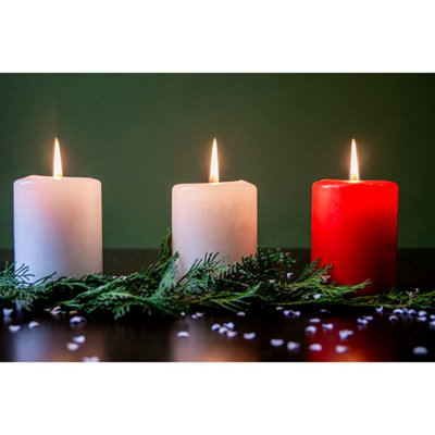 Pillar Candles, Pack of 2, Unscented, Long Burning Time, 10 x 5 cm / 4 ...