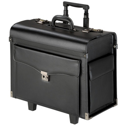 Pilot Case - faux leather, rounded metal corners, 2 wheels, telescopic ...