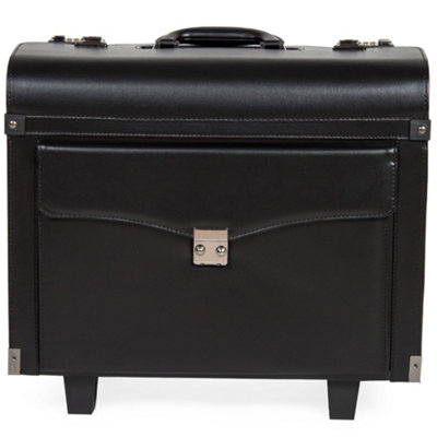 Pilot Case - faux leather, rounded metal corners, 2 wheels, telescopic ...