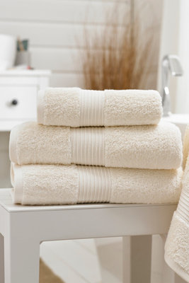 Pima Cotton Luxury Bliss Plain Hand Towel Cream | DIY at B&Q