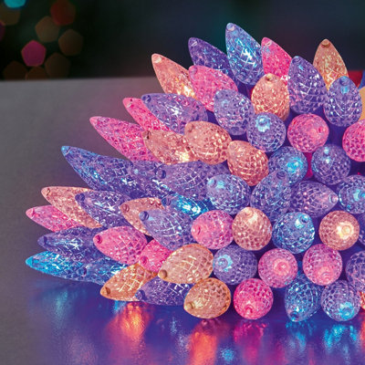 Pine Cone String Lights 150 Rainbow Coloured LEDs Multi Action 7.5M ...