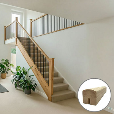 Pine Handrail Contemporary 2.4m - 13mm Groove For Square Metal Spindles ...