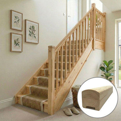 Pine Handrail Contemporary 3.0m - 35mm Groove For Stair Spindles UK ...