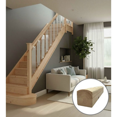 Pine Handrail Contemporary 3.6m No Groove UK Manufactured Traditional ...