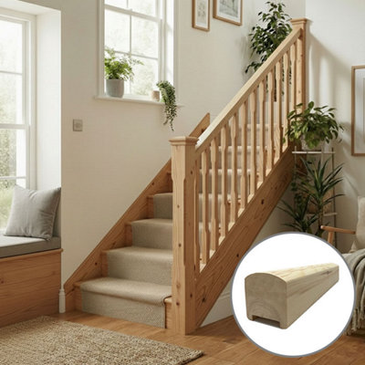 Pine Handrail Contemporary 4.2m - 41mm Groove For Stair Spindles UK ...