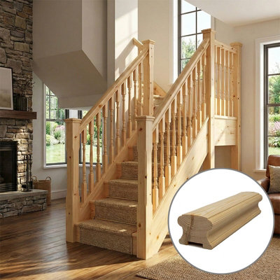 Pine Handrail Duchess 3.0m - 32mm Groove For Spindles UK Manufactured ...