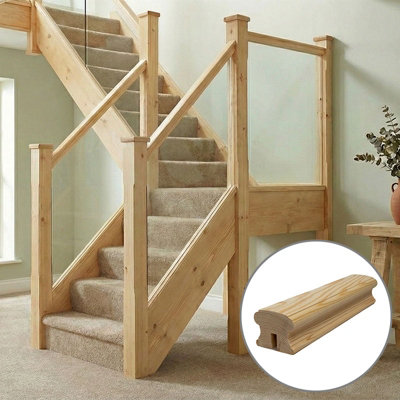 Pine Handrail Duchess 4.2m - 10mm Groove For Glass Panels UK ...