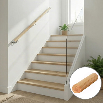 Pine Handrail Mopstick 2.4m Wall Mounted Handrail UK Manufactured ...