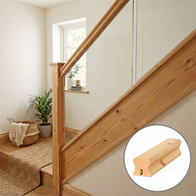 Pine Handrail THR 2.4m - 10mm Groove For Glass Panels UK Manufactured ...