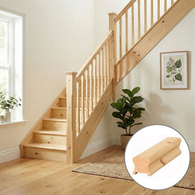 Pine Handrail THR 3.6m - 35mm Groove For Spindles UK Manufactured ...