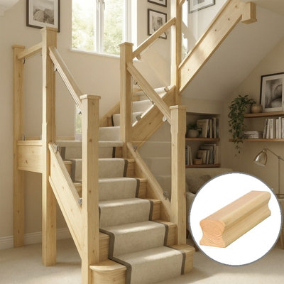 Pine Handrail THR 3.6m - No Groove UK Manufactured Traditional Products Ltd