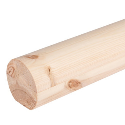 Pine Rounded Handrail Mopstick Wall Rail (L)3.6m (D) 54mm