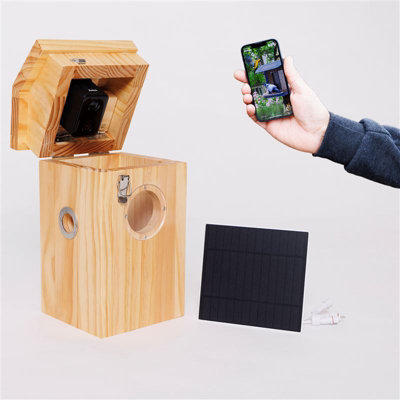 Pine smart bird house and Camera with Solar Panel | DIY at B&Q