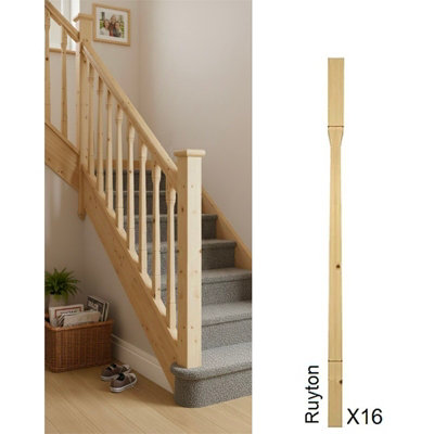 Pine Spindle Ruyton 41mm x 41mm x 900mm - 16 Pack UK Manufactured ...