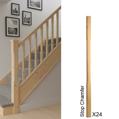 Pine Spindle Stop Chamfer 32mm x 32mm x 900mm - 24 Pack UK Manufactured ...