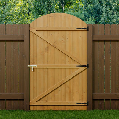 Pine Wood Arch Top Garden Gate with Secure Latch 105cm W x 180cm H