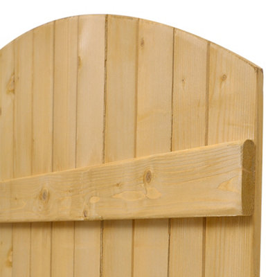 Pine Wood Arch Top Garden Gate with Secure Latch 105cm W x 180cm H