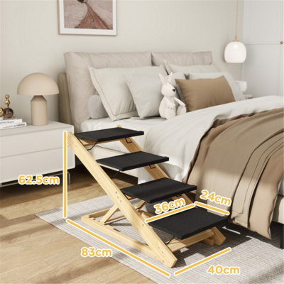 Pine wood multifunctional pet stairs, non-slip crossbars and double ...