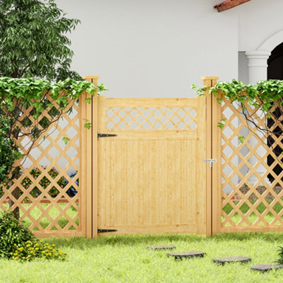 Pine Wooden Garden Gate Outdoor Door Fence Gate with Latch W 120 cm x H ...