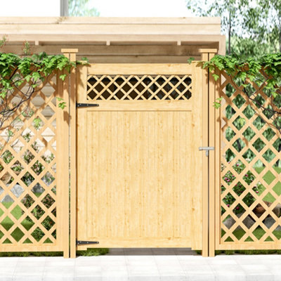 Pine Wooden Garden Gate Outdoor Door Fence Gate with Latch W 120 cm x H ...