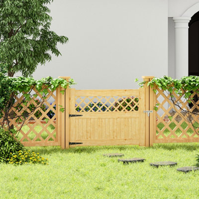Pine Wooden Garden Gate Outdoor Door Fence Gate with Latch W 120 cm x H ...