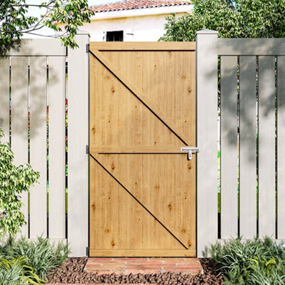 Pine Wooden Garden Gate Side Gate Flat Top Timber with Latch H 183 cm x ...