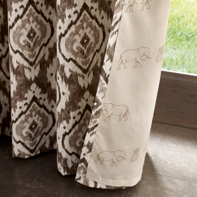 Pineapple Elephant Suri Geo 90x90 Inch Lined Eyelet Curtains Two Panels ...