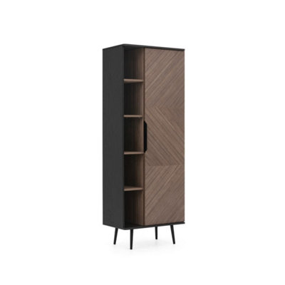 Pinelli Tall Cabinet - Elegant Storage Solution in Black Graphite & Oak ...