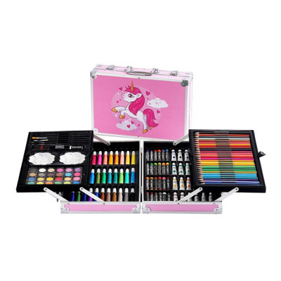 Pink 145 Piece Artist Aluminium Art Carry Case