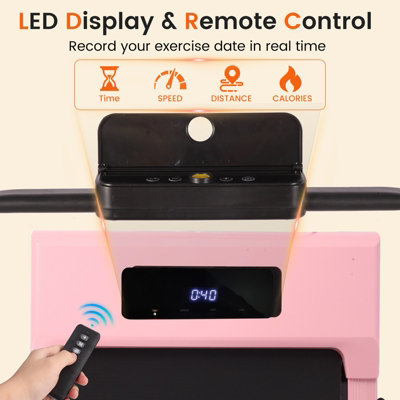 Pink 2 in 1 Foldable Home Fitness Walking Running Treadmill With Handrail