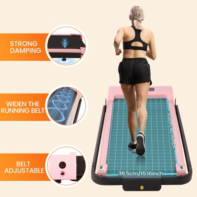 PINK 2 IN 1 FOLDABLE HOME FITNESS WALKING RUNNING TREADMILL WITH HANDRAIL