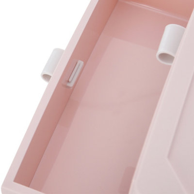 Pink 3-Drawer Desktop Pull Out Cosmetic Storage Box Makeup Organizer