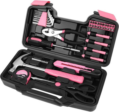 Pink 54 Piece DIY Tool Set with Storage Case