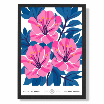 Pink and Blue Cosmos Flower Market Gallery Medium Poster with Black Hanger