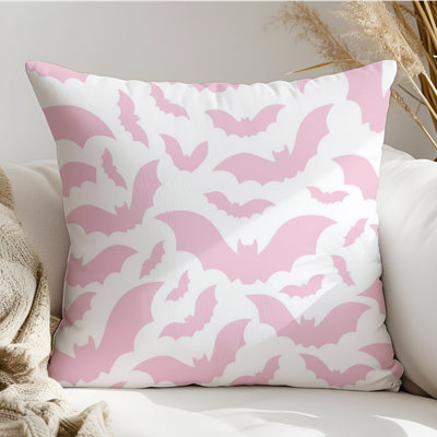Pink Bats Faux Suede Cushion 60cm x 60cm