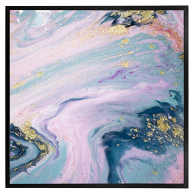 Pink & blue marble (Picutre Frame) / 30x30" / Black | DIY at B&Q