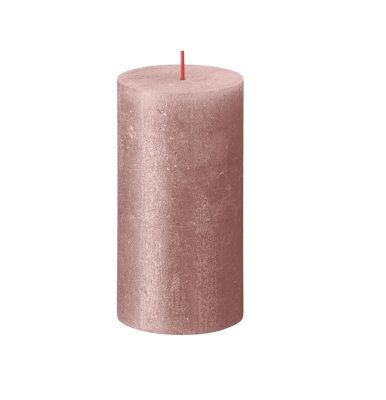 Pink Bolsius Rustic Shimmer Metallic Candle. Unscented. H13 cm