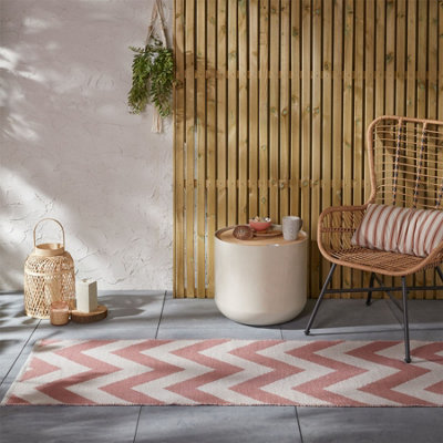Pink Brittany Chevron Runner Indoor / Outdoor Patio Rug - Long 60x230cm