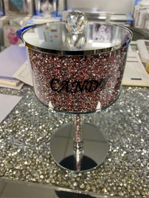 Pink Candy Jar Sparkle Storage Crushed Diamond