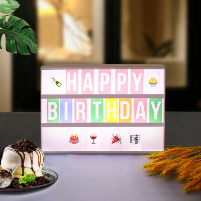 Pink Cinema Light Box with 425 Letters,Emojis, Symbols & 3 Markers