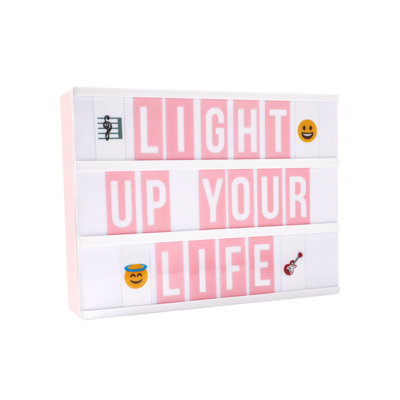 Pink Cinema Light Box with 425 Letters,Emojis, Symbols & 3 Markers