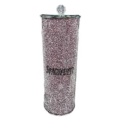 Pink Crushed Diamond Glass Spaghetti Jar Crystal Storage