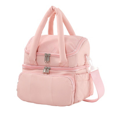 Pink Double Layer Portable Large Capacity Insulated Lunch Bag with ...
