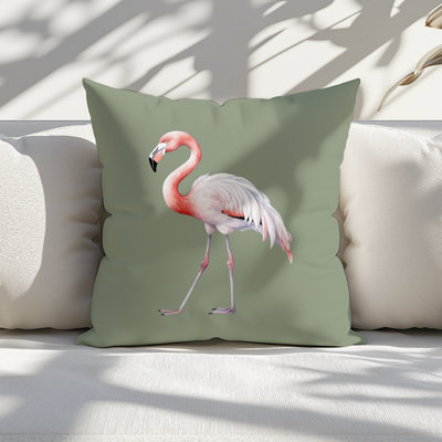 Pink Flamingo Printed Faux Suede Cushion 30cm x 30cm