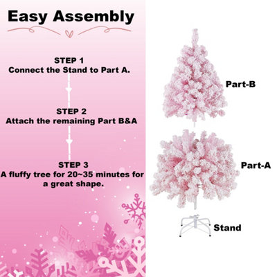 Pink Flocked Christmas Tree - 404 Branch Tips, Snow Effect Artificial ...