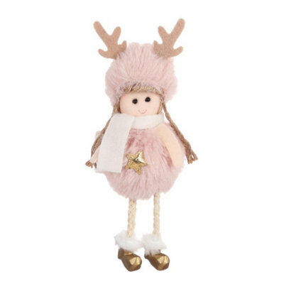 Pink Fluffy Angel Figurine Hanging Ornaments for Christmas Tree