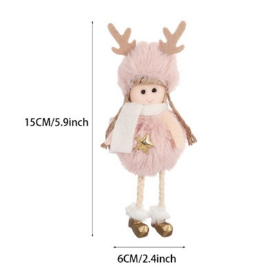 Pink Fluffy Angel Figurine Hanging Ornaments for Christmas Tree