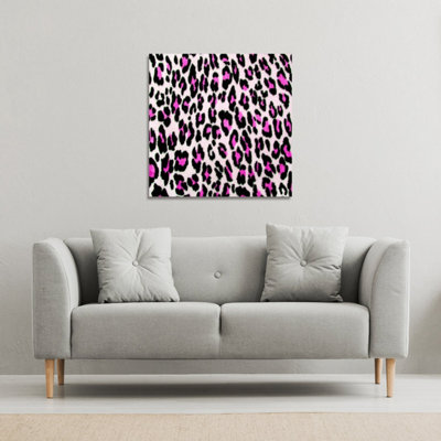 Pink Fluffy Leopard (Canvas Print) / 46 x 46 x 4cm