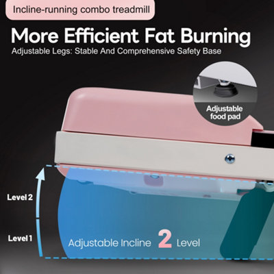 Pink Folding Under Desk Treadmill with Adjustable Incline & Quiet Motor ...